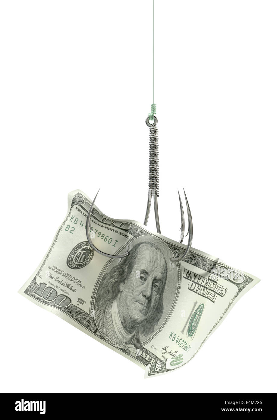 A concept image showing a one hundred dollar banknote used as bait ...