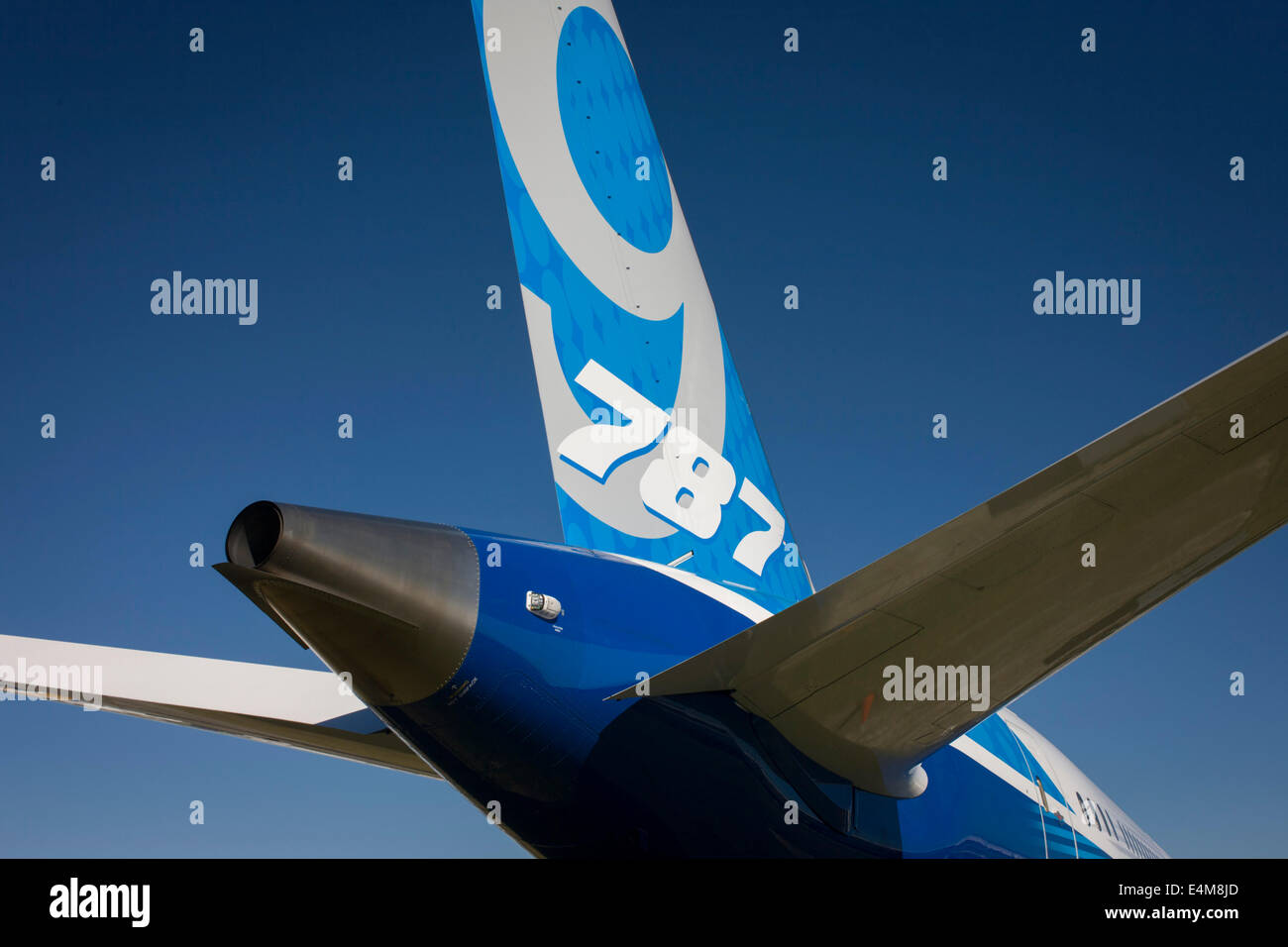 Detail of a Boeing 787-9 Dreamliner jet airliner tailplane at the ...