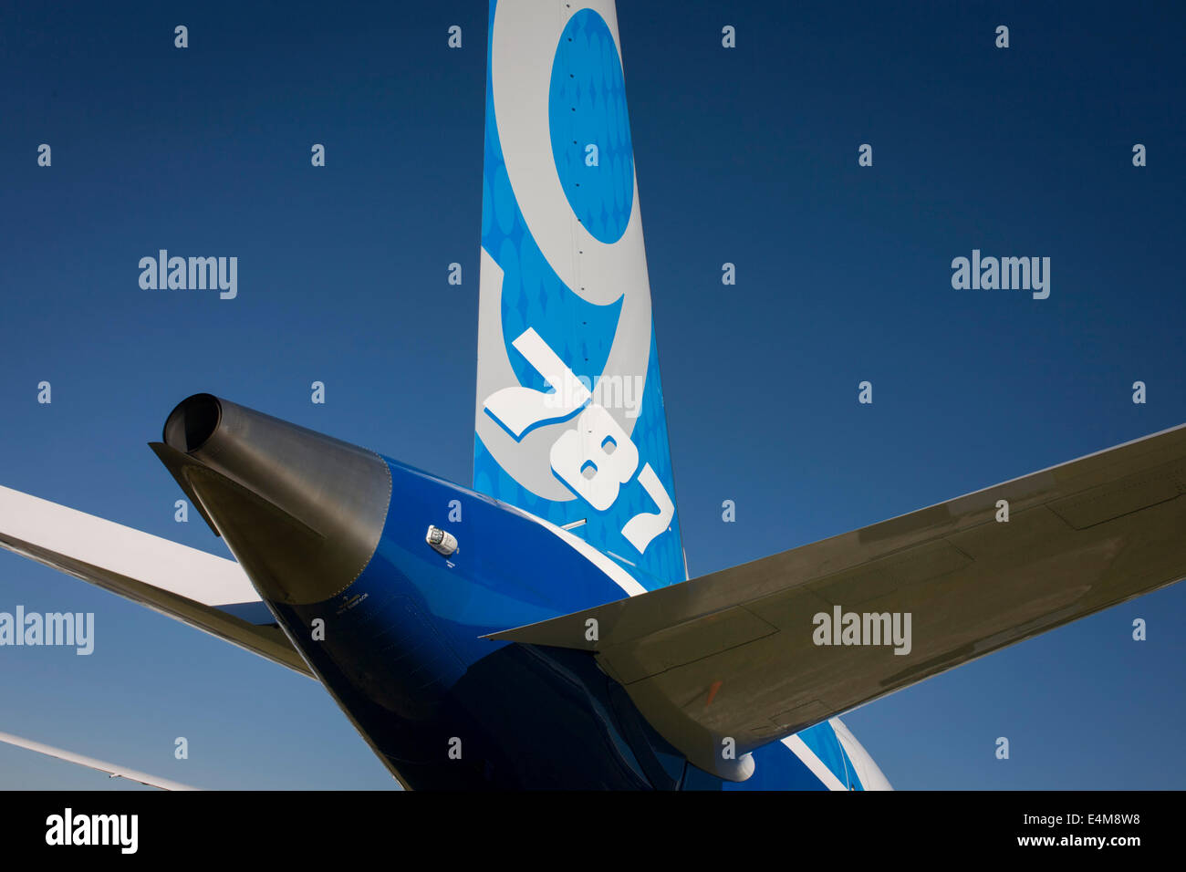 Detail of a Boeing 787-9 Dreamliner jet airliner tailplane at the ...