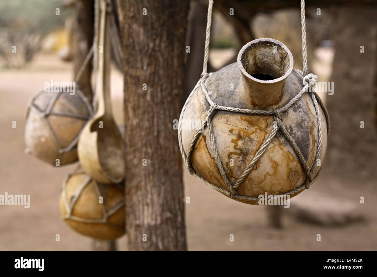 Water gourds, traditional dwelling (modern construction), Tumacacori ...