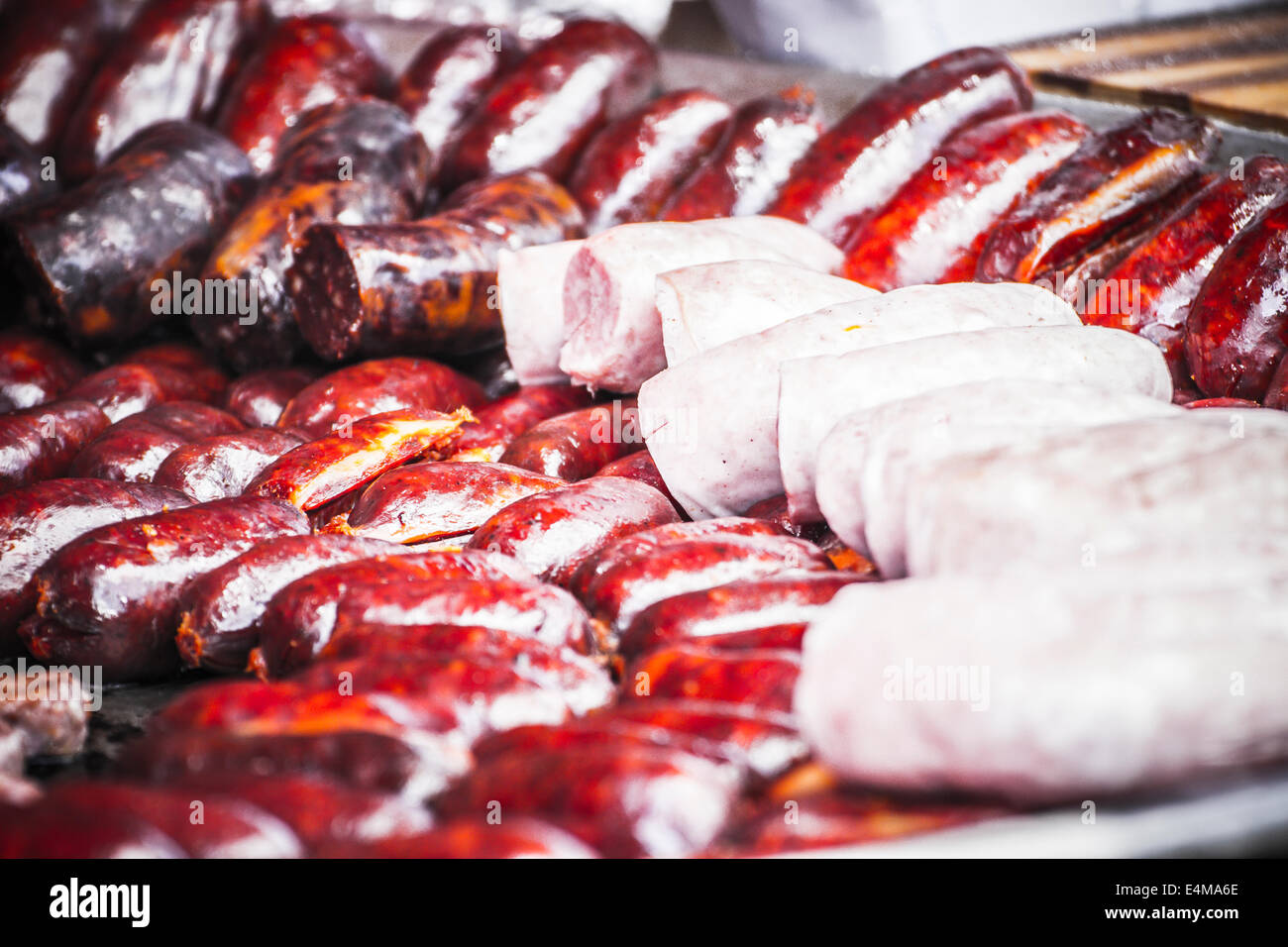 Grilled artisan sausages in a medieval fair Stock Photo - Alamy