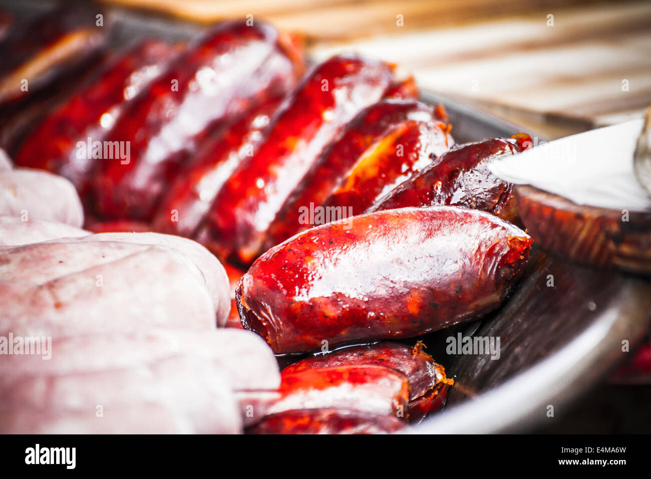 artisan sausages in a medieval fair Stock Photo - Alamy