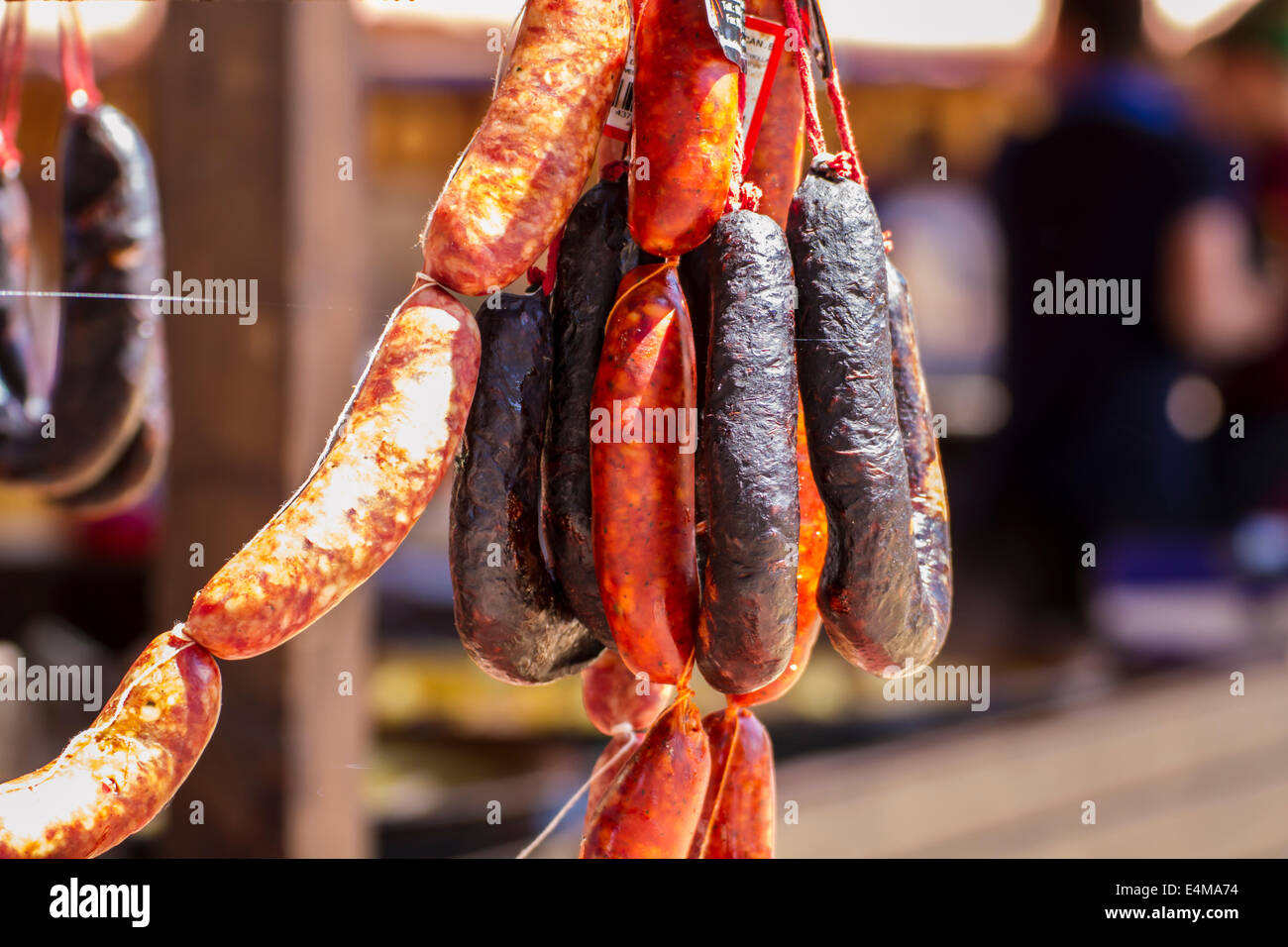 artisan sausages in a medieval fair Stock Photo - Alamy