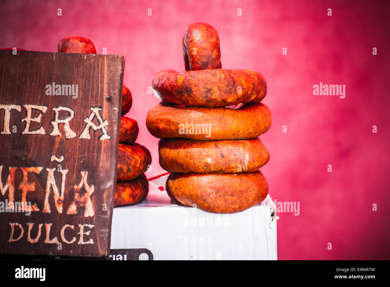 spanish artisan sausages in a medieval fair Stock Photo - Alamy