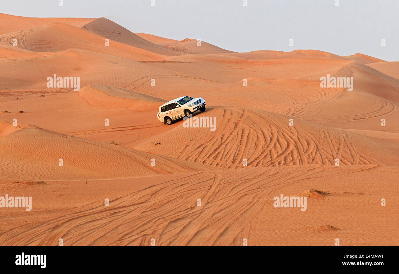 Dune bashing among the sand dunes outside Dubai, UAE. The dune bashing ...