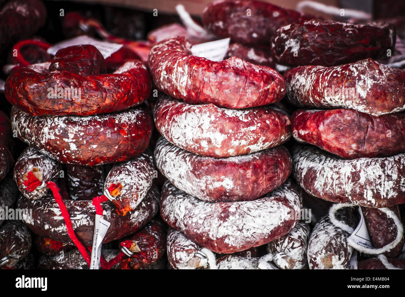 Dinner, artisan sausages in a medieval fair Stock Photo - Alamy