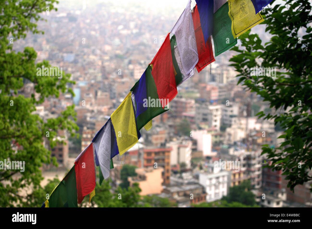 Tibetan buddhist prayer flags outside a temple in Nepal Stock Photo - Alamy