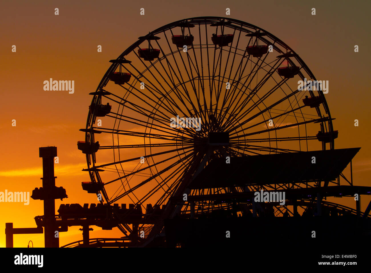 Ferris wheel at sunset, Pacific Park, Santa Monica Pier, Santa Monica ...