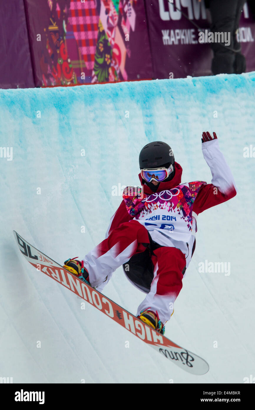 Derek Livingston (CAN) competing in Men's Snowboard Halfpipe at the ...
