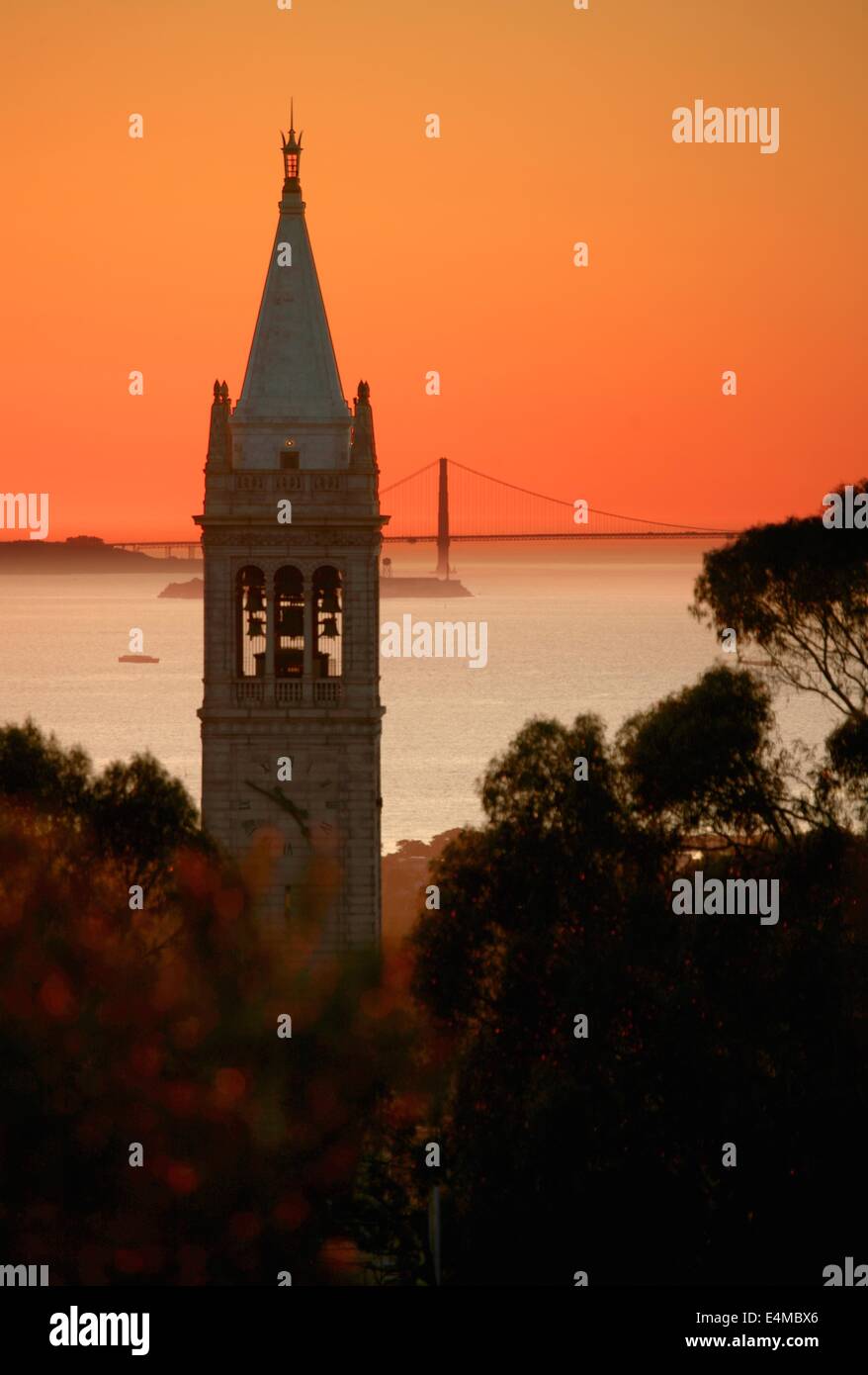 Beautiful sunset view of the Campanile, or Sather Tower, at the ...