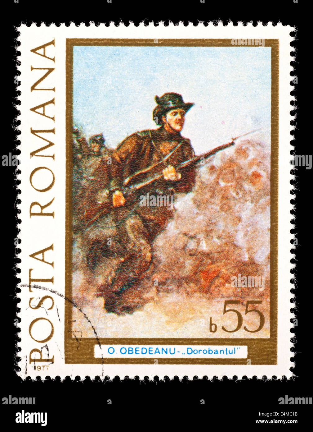 Postage stamp from Romania depicting the Oscar Obedeanu painting ...