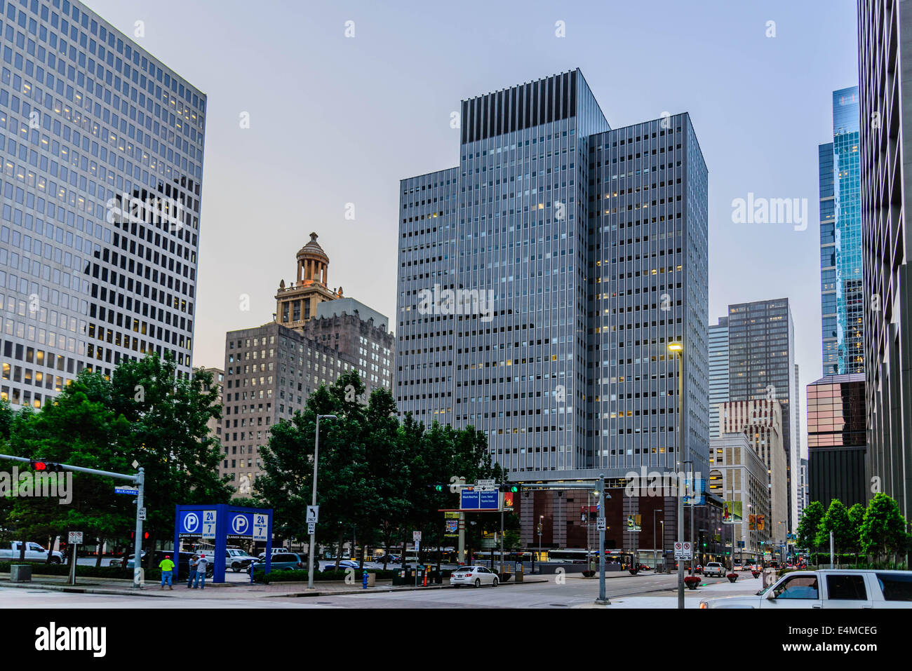 Buildings and streets in urban Downtown Houston Stock Photo - Alamy