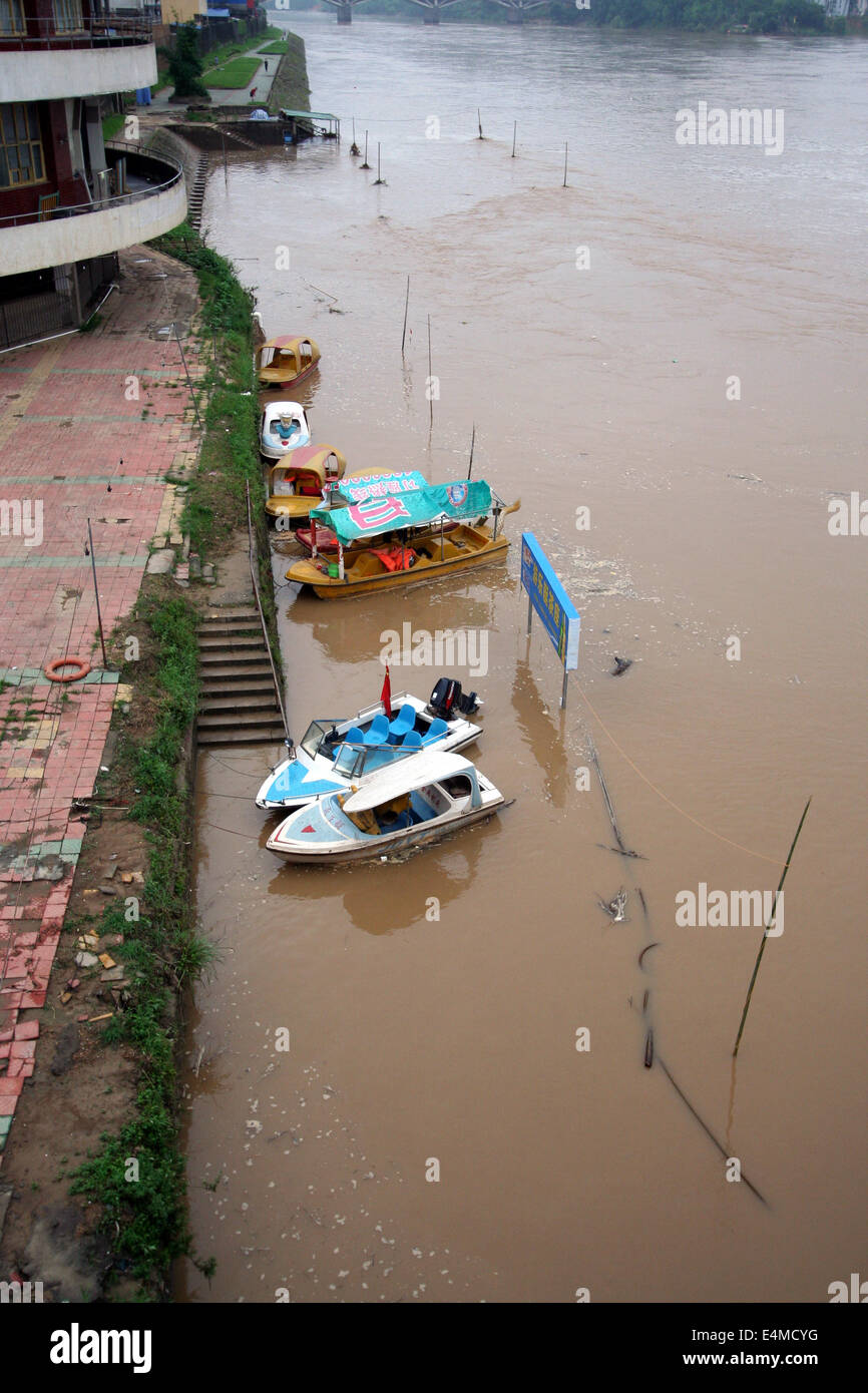 Nanping, China's Fujian Province. 15th July, 2014. Flood submerges an ...