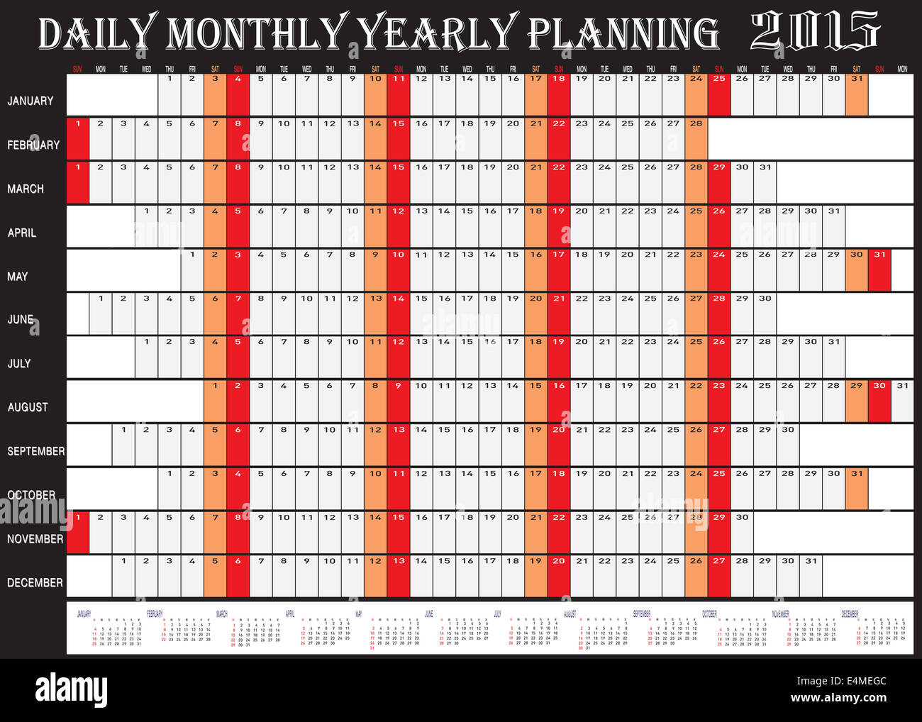 Vector of Planning Chart of Daily Monthly Yearly 2015 Stock Photo - Alamy