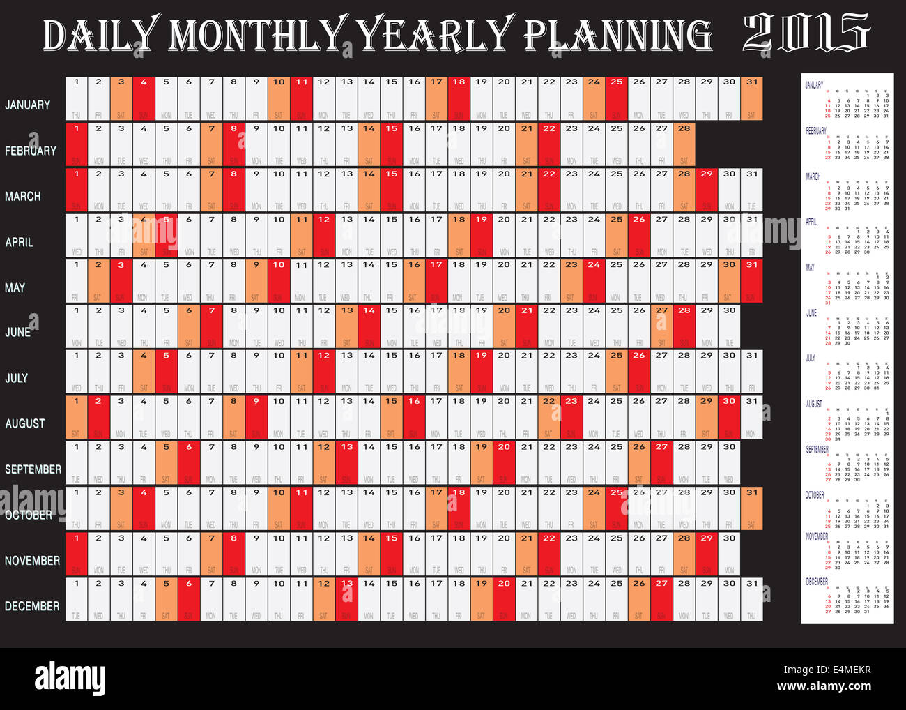 2015 calendar chart hi-res stock photography and images - Alamy