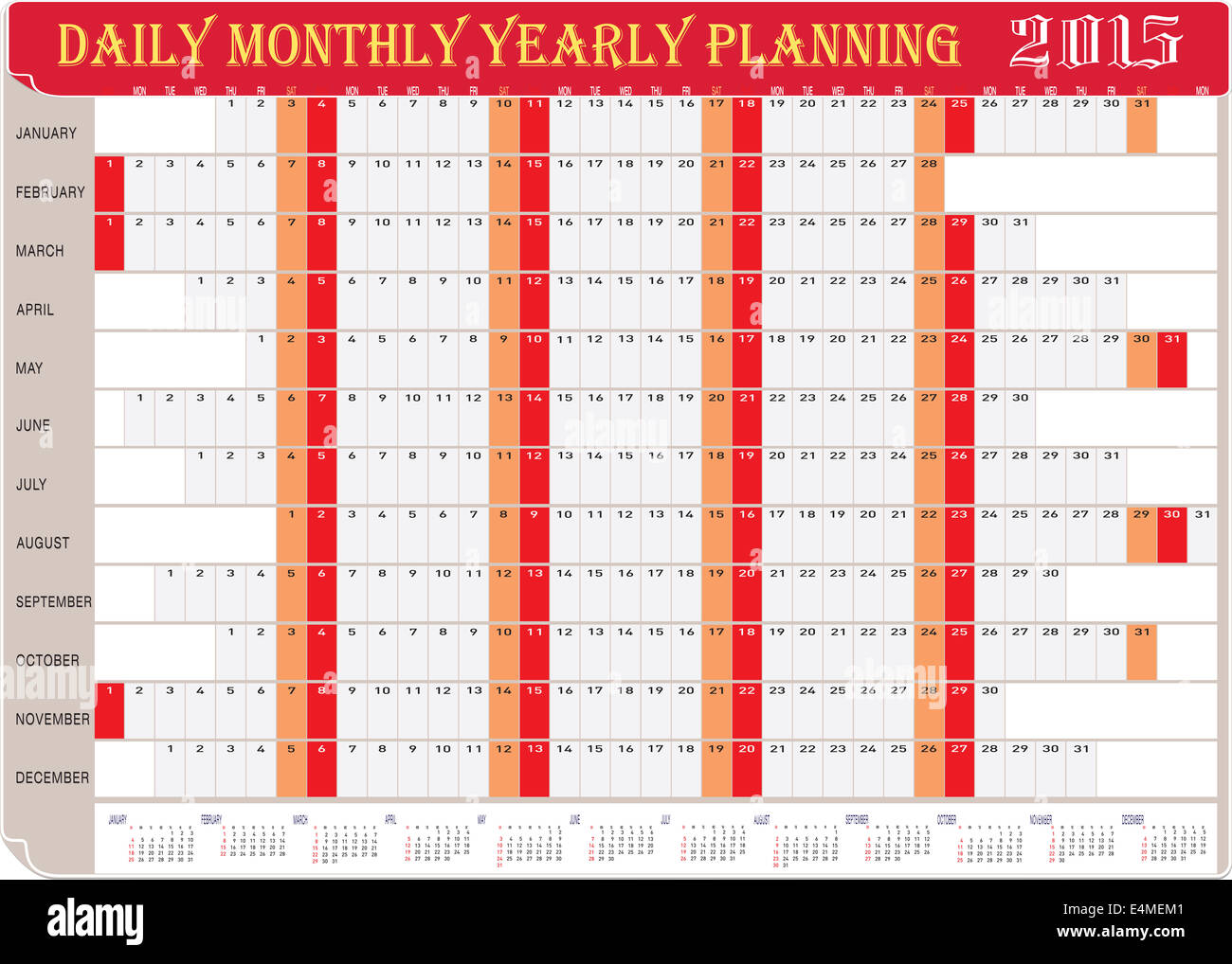 Vector of Planning Chart of Daily Monthly Yearly 2015 Stock Photo - Alamy