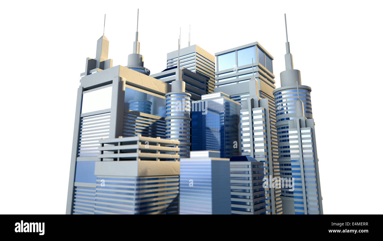 A a group of small modern looking skyscrapers depicting a successful ...