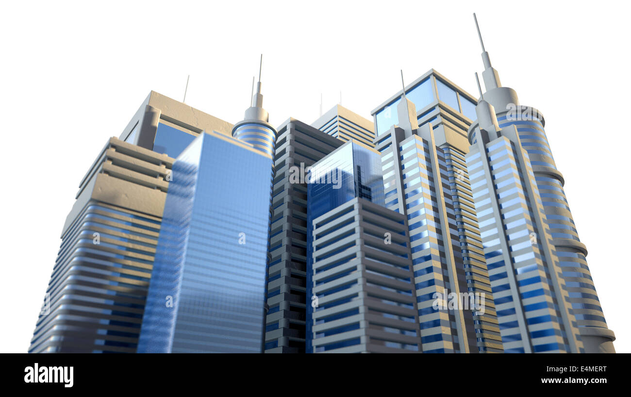 A a group of small modern looking skyscrapers depicting a successful ...