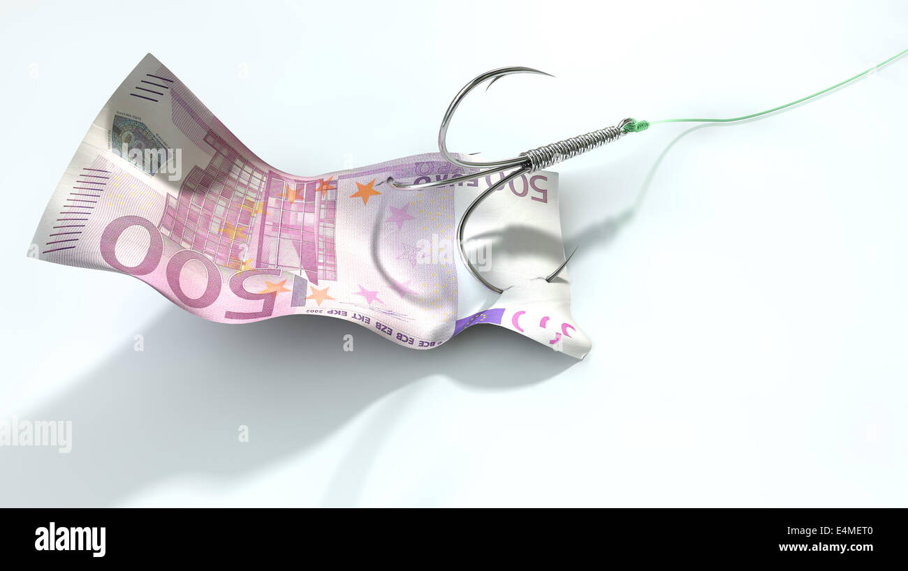 A concept image showing a five hundred euro banknote used as bait ...