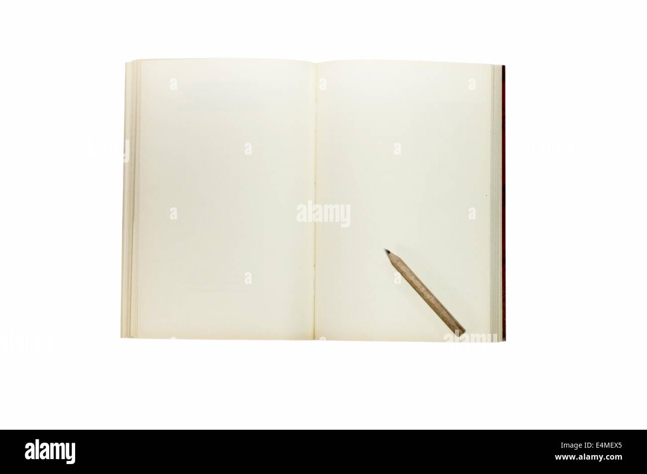 Blank page of a book and pencil isolated on a white background Stock ...