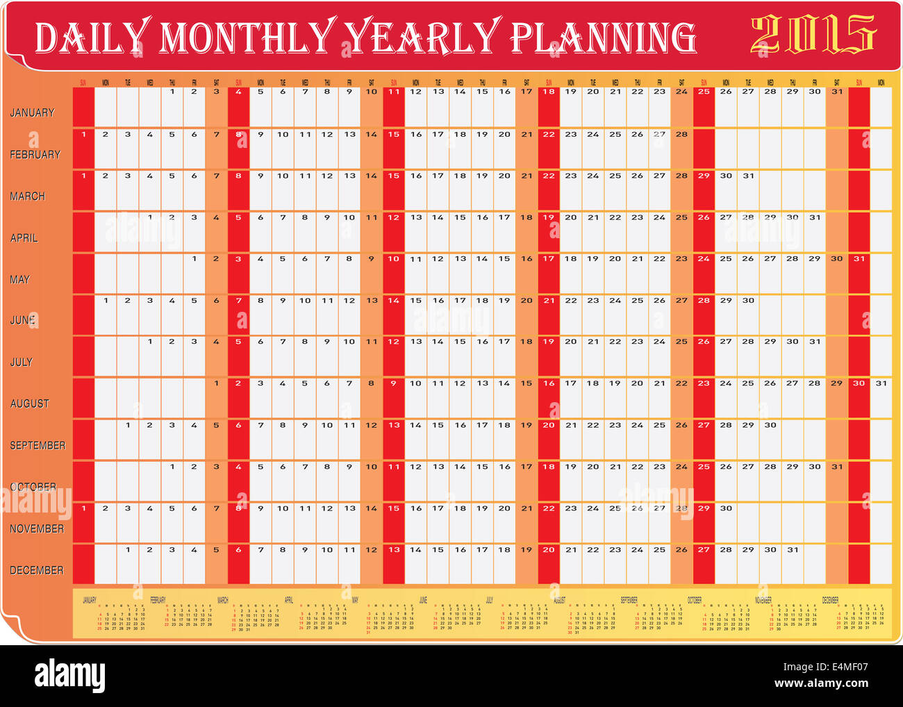 Vector of Planning Chart of All Daily Monthly Yearly 2015 Stock Photo ...