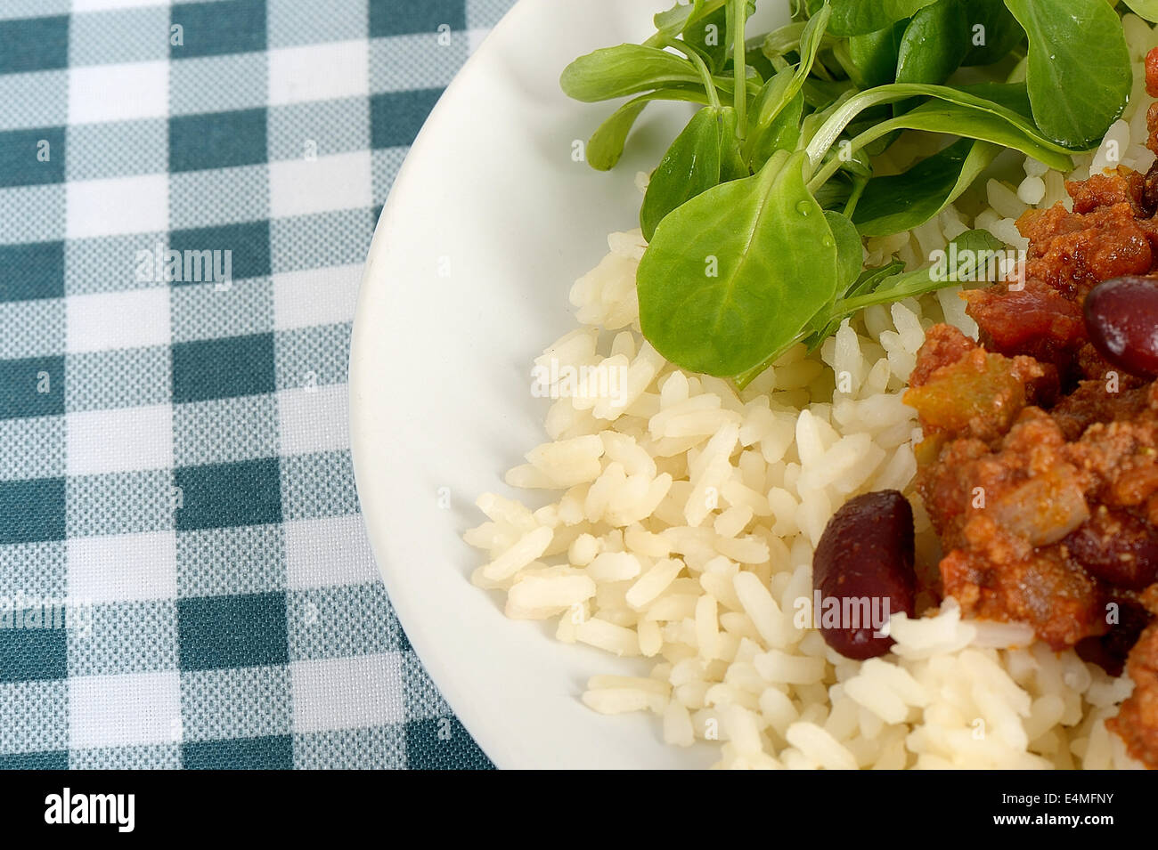 Chilli Con Carne with Rice Stock Photo - Alamy