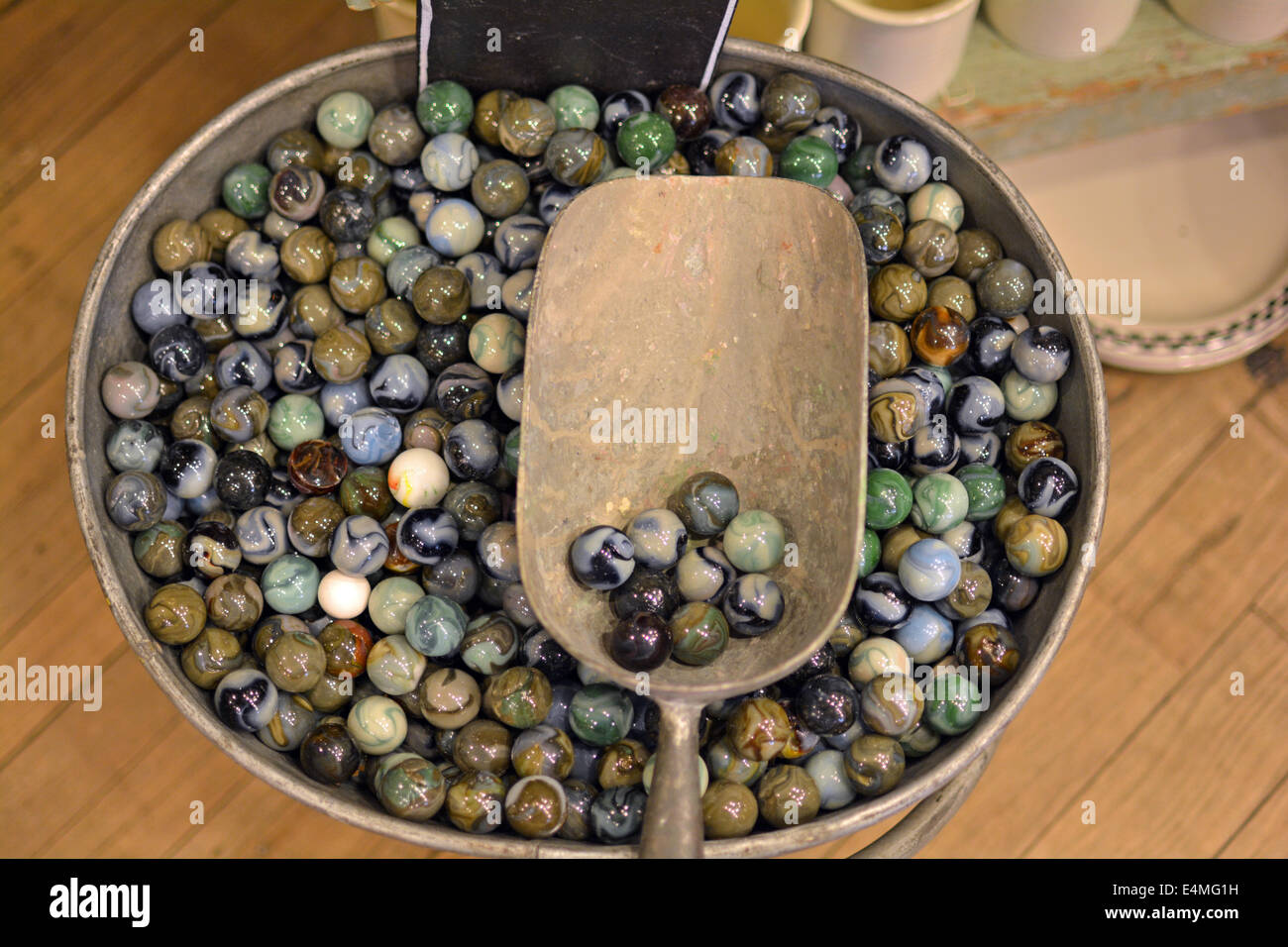 A colorful display of marbles for sale at the Fish's Eddy store on ...