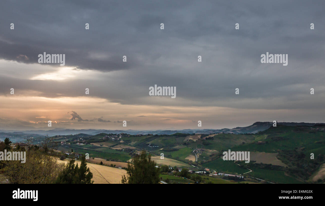 a view of the countryside in a cloudy spring evening Stock Photo - Alamy