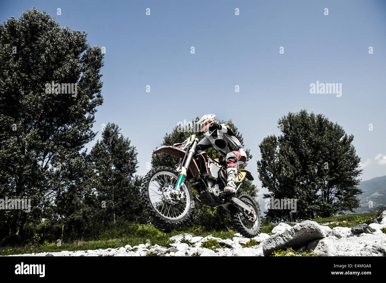Young Man Riding Motocross Bike in Italian Countryside Stock Photo - Alamy