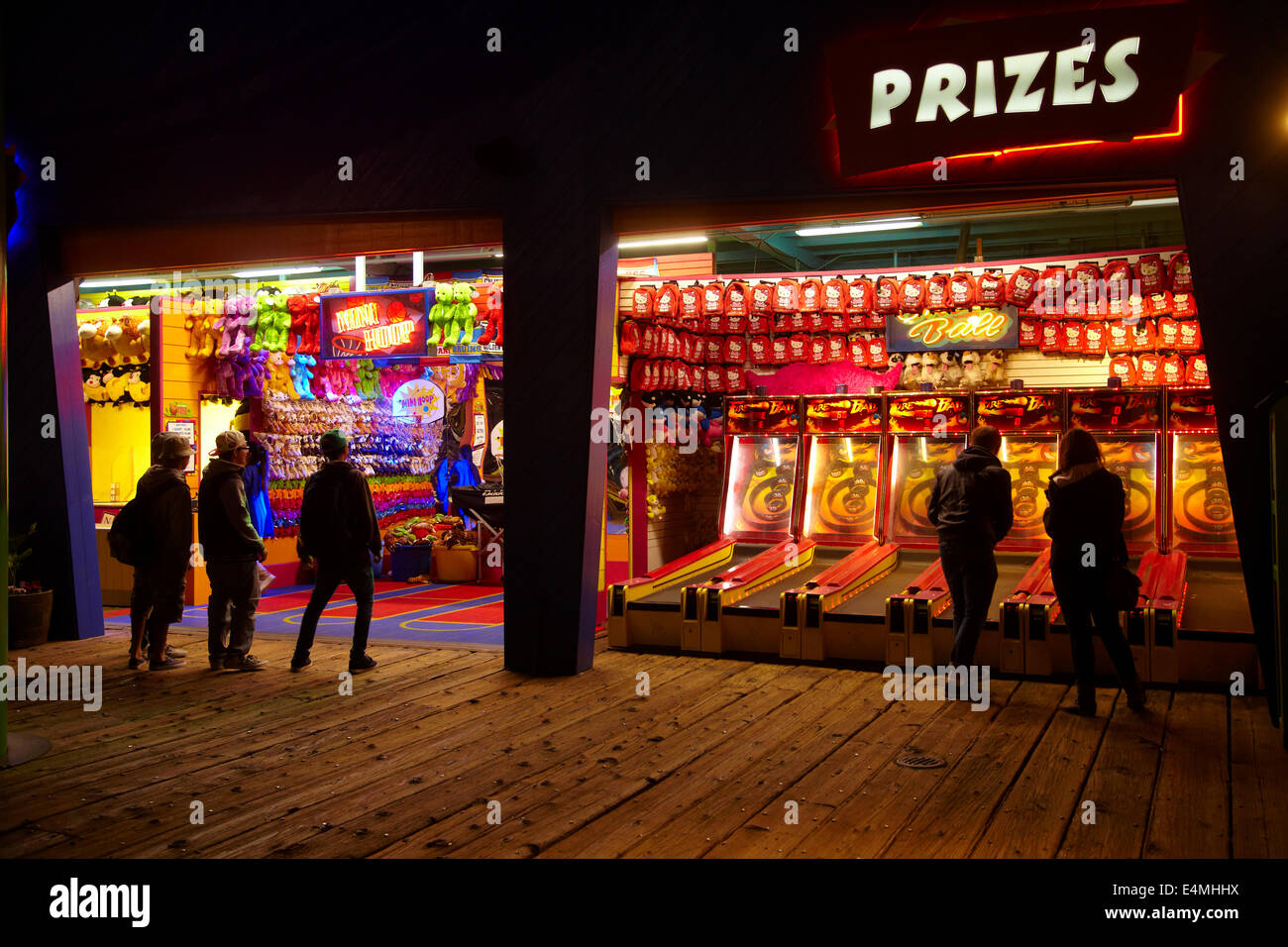 Funfair games at Pacific Park, Santa Monica Pier, Santa Monica, Los ...