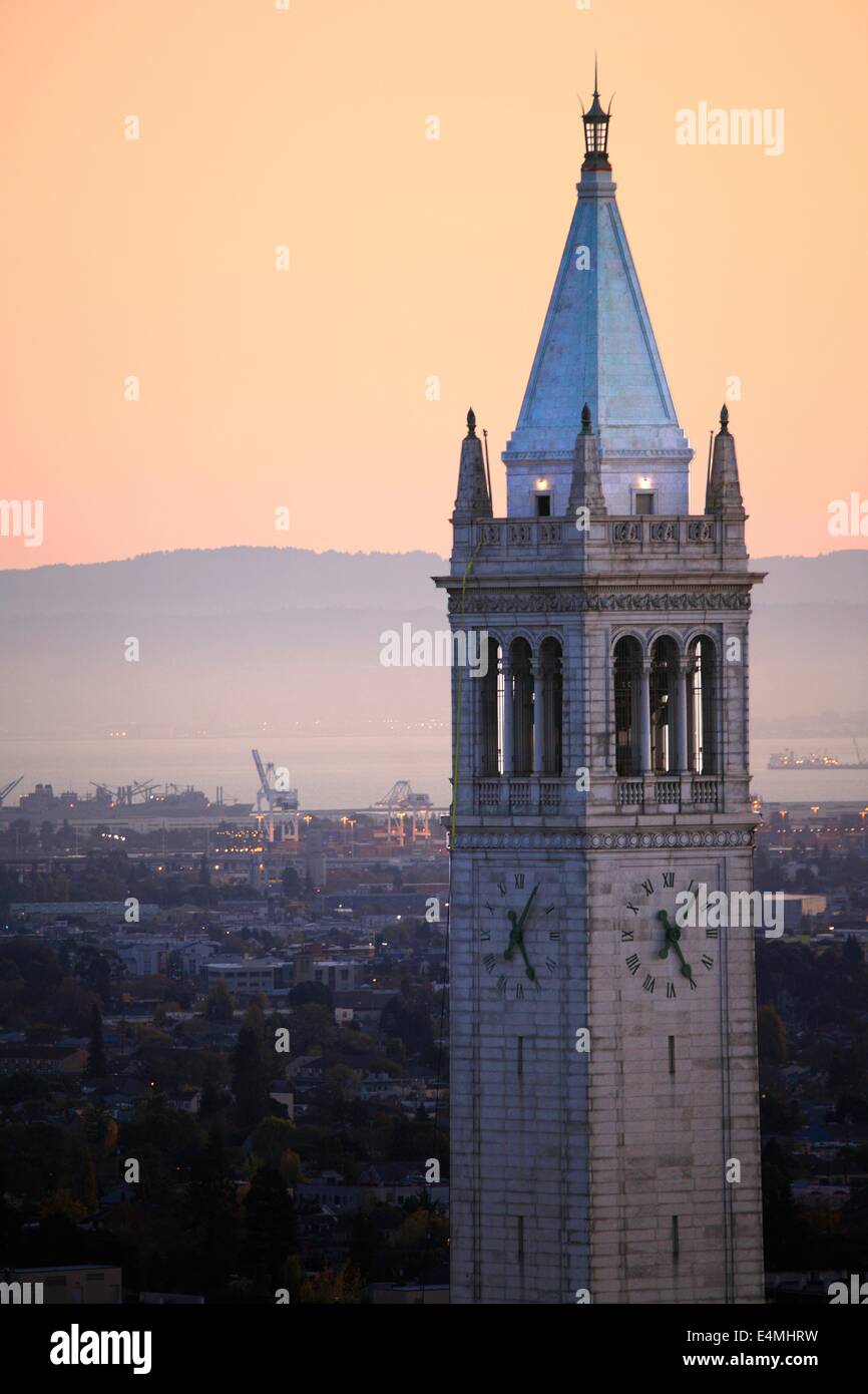 Beautiful sunset view of the Campanile, or Sather Tower, at the ...