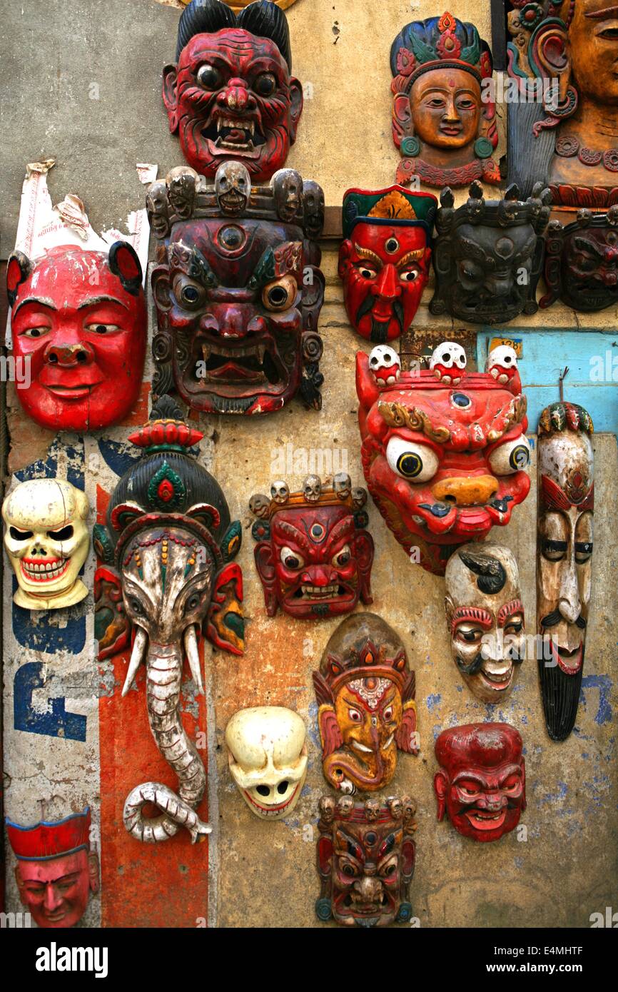 Masks in Kathmandu Nepal Stock Photo - Alamy