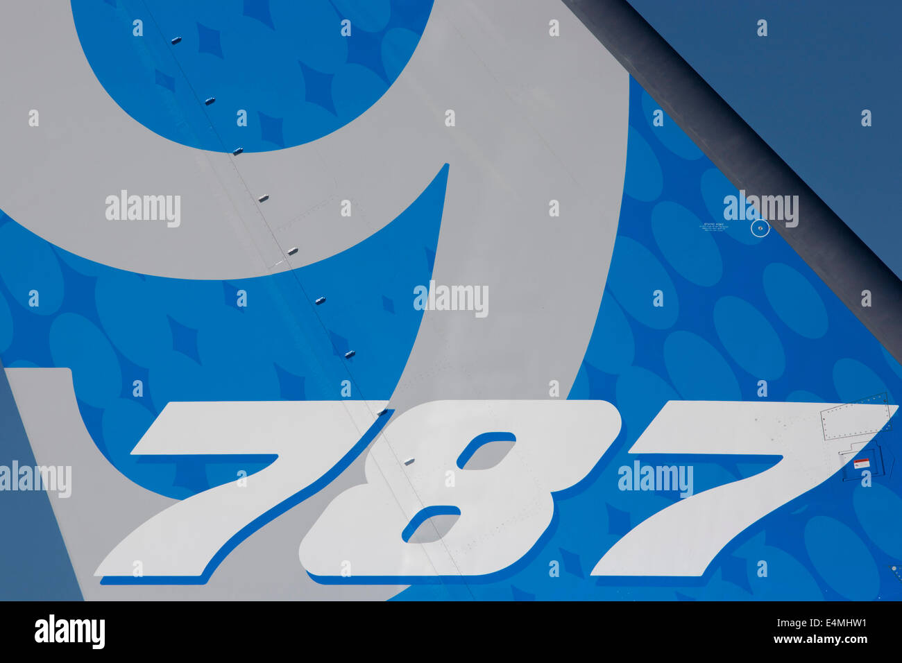 Detail of a Boeing 787-9 Dreamliner jet airliner tailplane at the ...