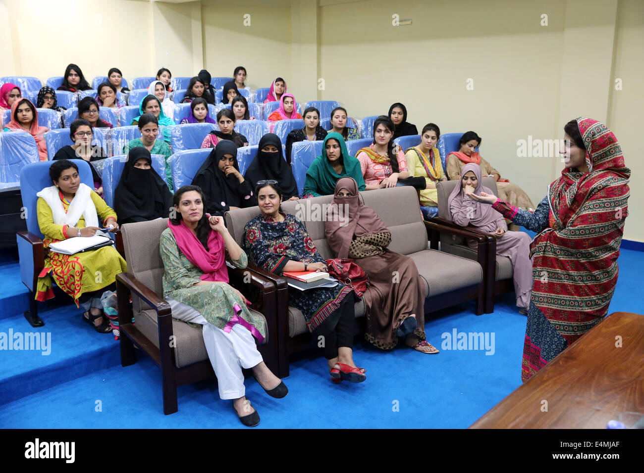 Professor and female Students during a lecture at the female campus of ...