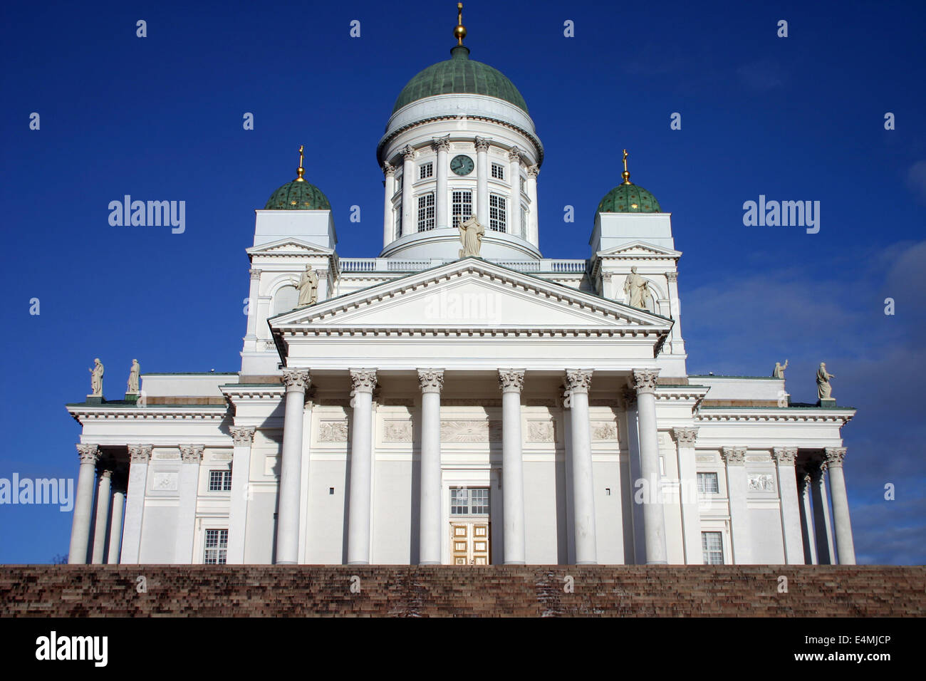 View of helsinki cathedrals neoclassical architecture with green domes ...