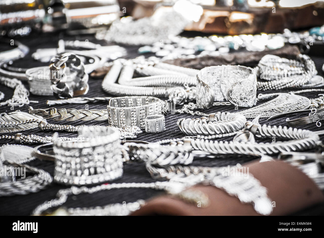 Handmade jewelry shop in a medieval fair Stock Photo - Alamy