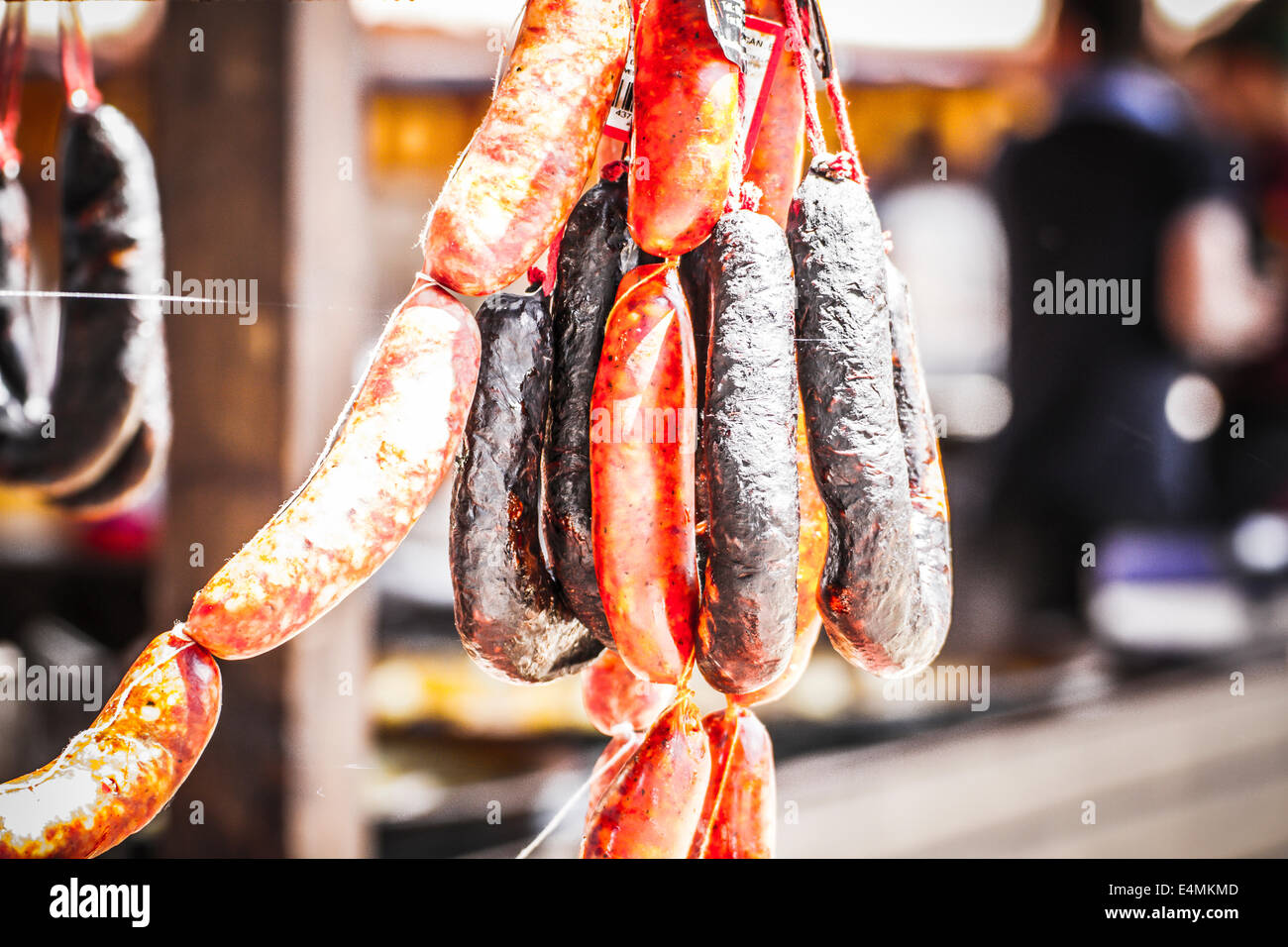 artisan sausages in a medieval fair Stock Photo - Alamy
