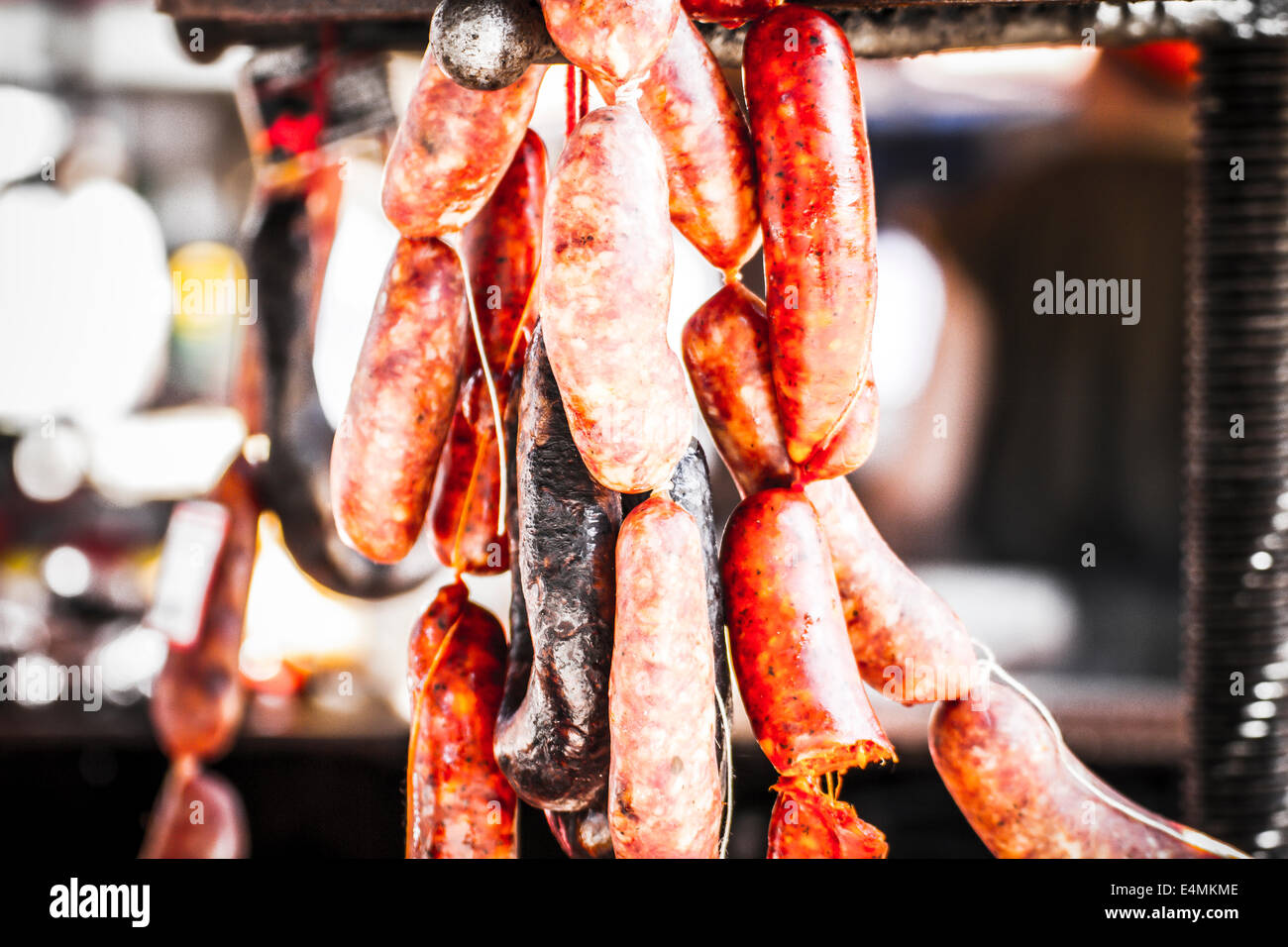 Party, artisan sausages in a medieval fair Stock Photo - Alamy