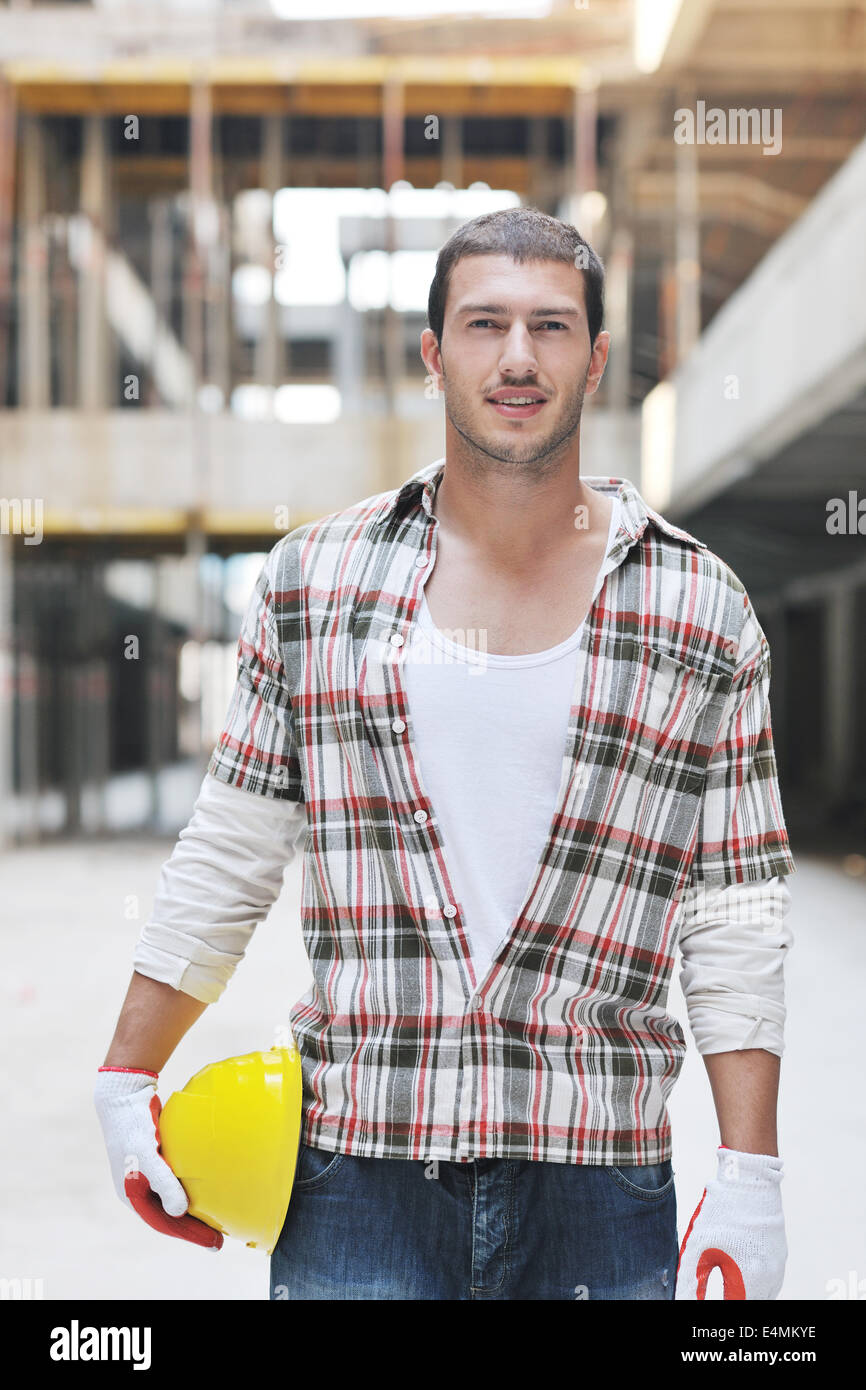 hard worker on construction site Stock Photo - Alamy