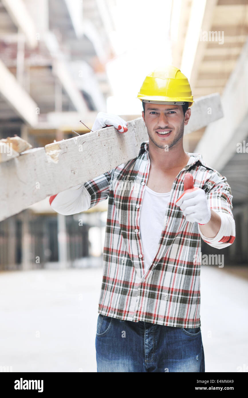 hard worker on construction site Stock Photo - Alamy
