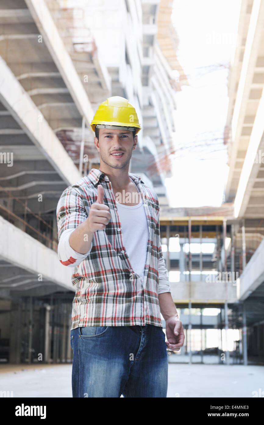 hard worker on construction site Stock Photo - Alamy