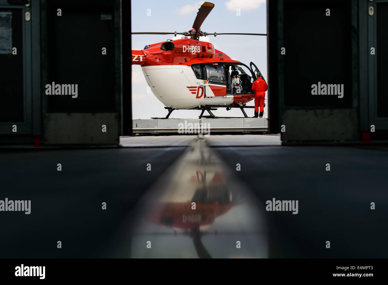 The DRF rescue helicopter "Christoph Berlin" Eurocopter EC145 is seen ...