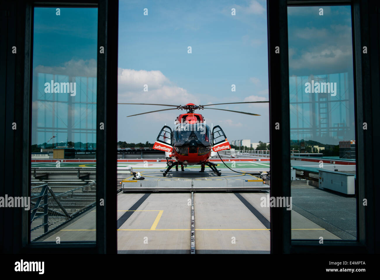 The DRF rescue helicopter "Christoph Berlin" Eurocopter EC145 is seen ...