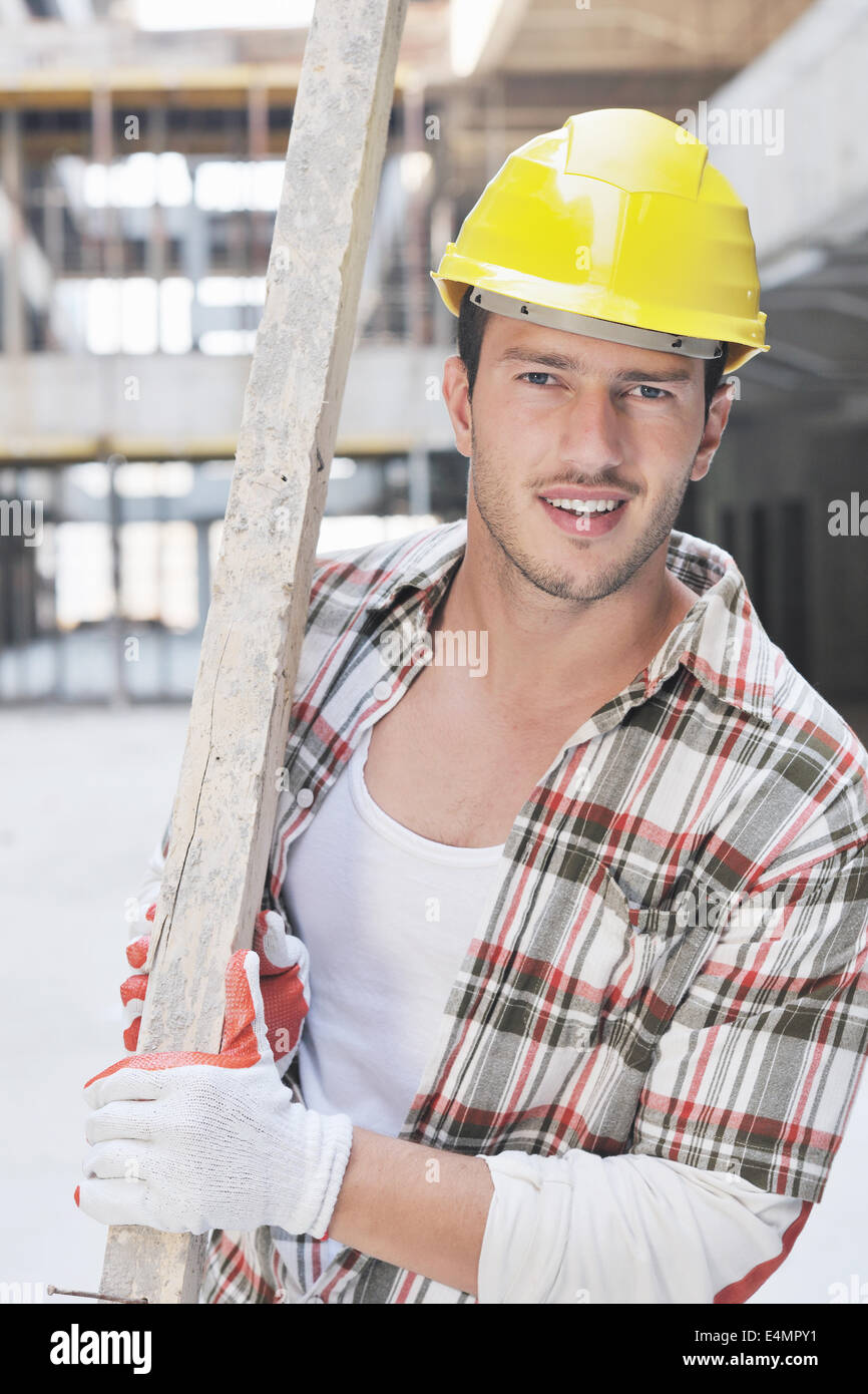 hard worker on construction site Stock Photo - Alamy