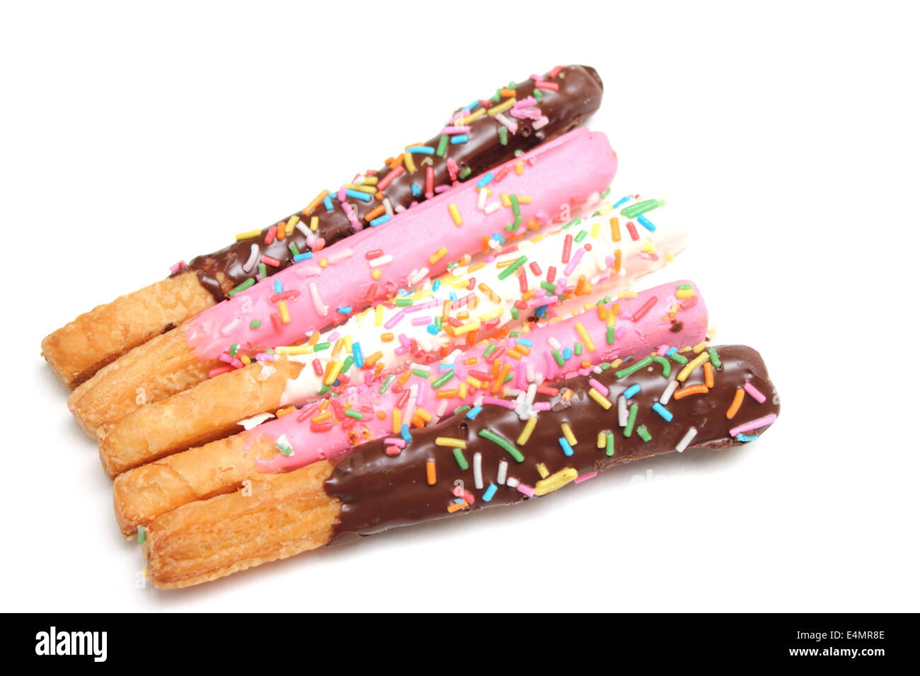 Choc candy coated chocolate on white background Stock Photo - Alamy