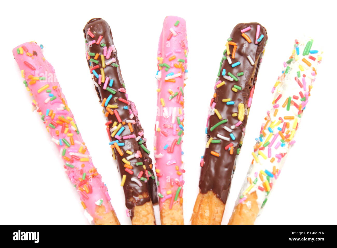 Choc candy coated chocolate on white background Stock Photo - Alamy