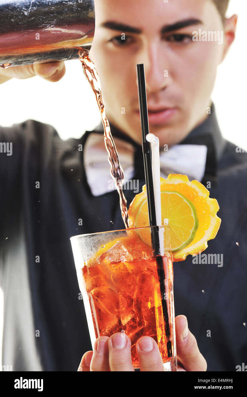 barman portrait isolated on white background Stock Photo - Alamy