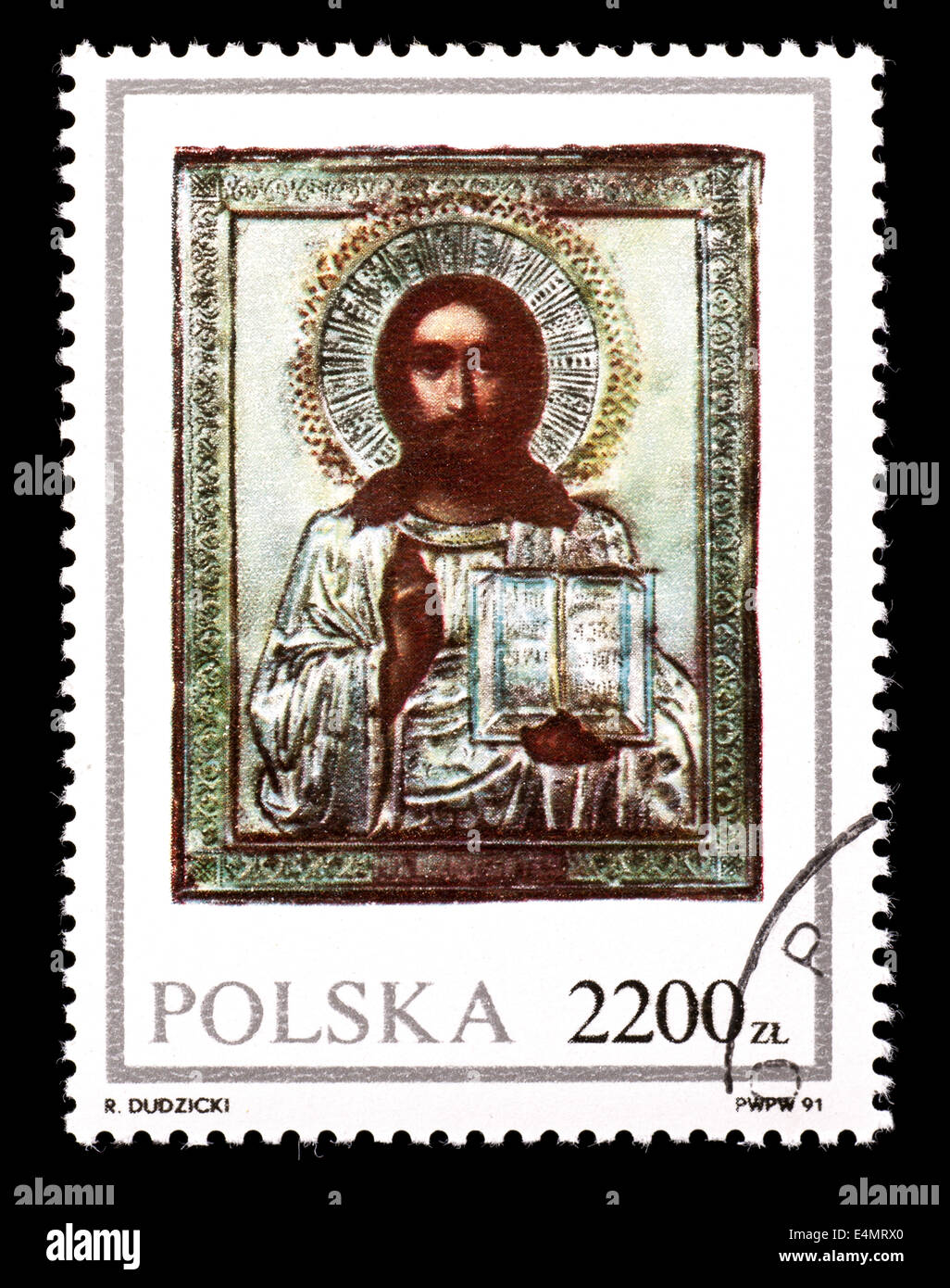 Postage stamp from Poland depicting a painting of Jesus Christ Stock ...