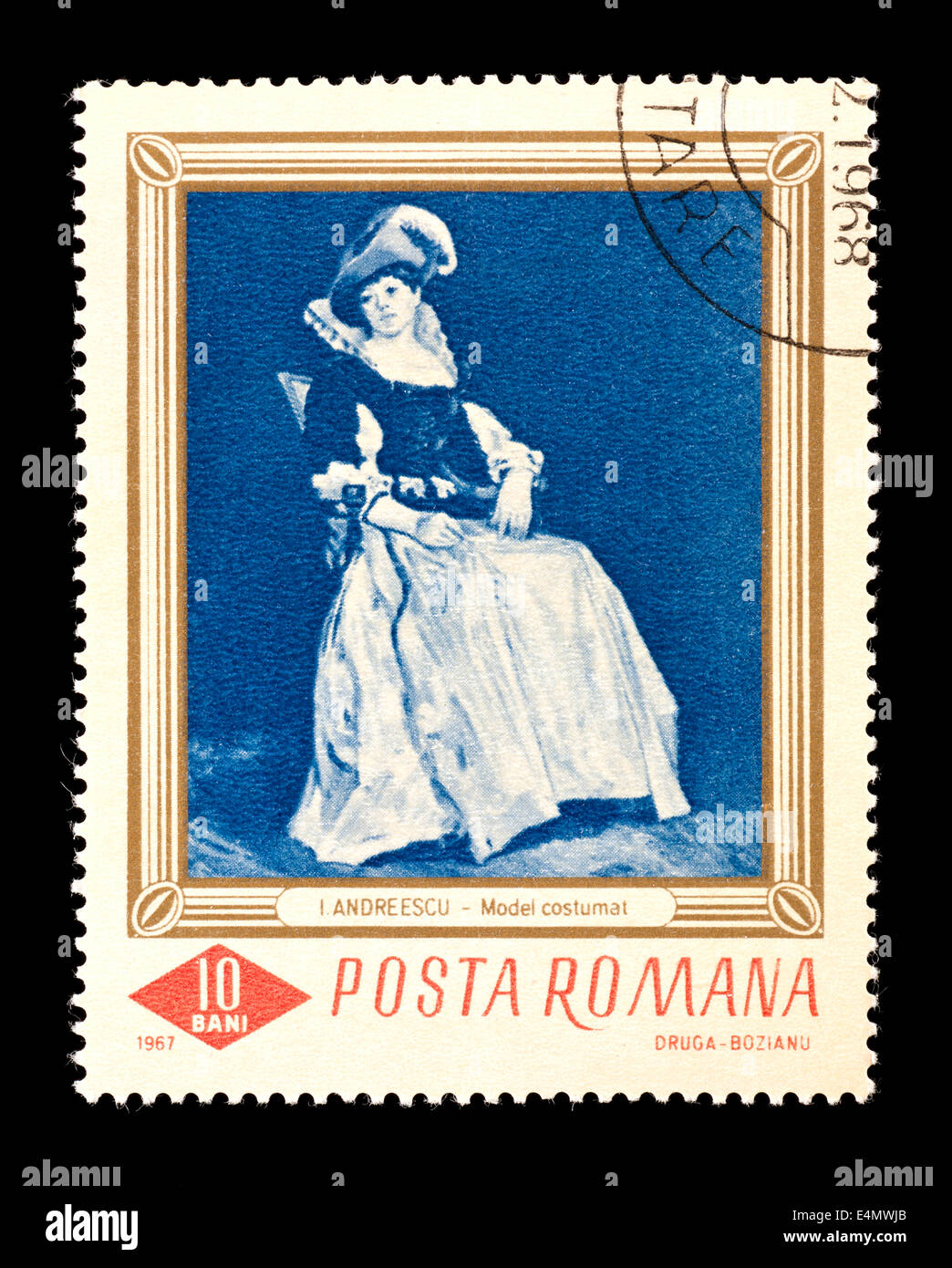 Postage stamp from Romania depicting the Ion Andreescu painting "Woman ...