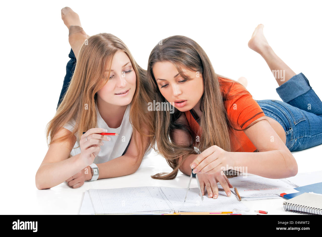 two young happy student girl Stock Photo - Alamy